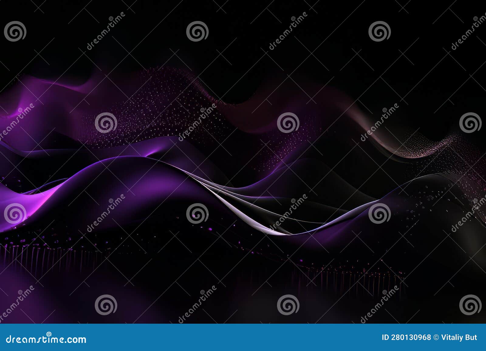 Network Technology. Futuristic Tech Black Background and Purple Waves ...