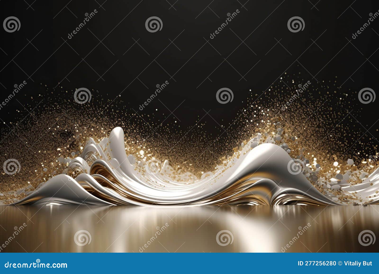 Network Technology Futuristic Tech Golden Cream Wave Background. Low ...