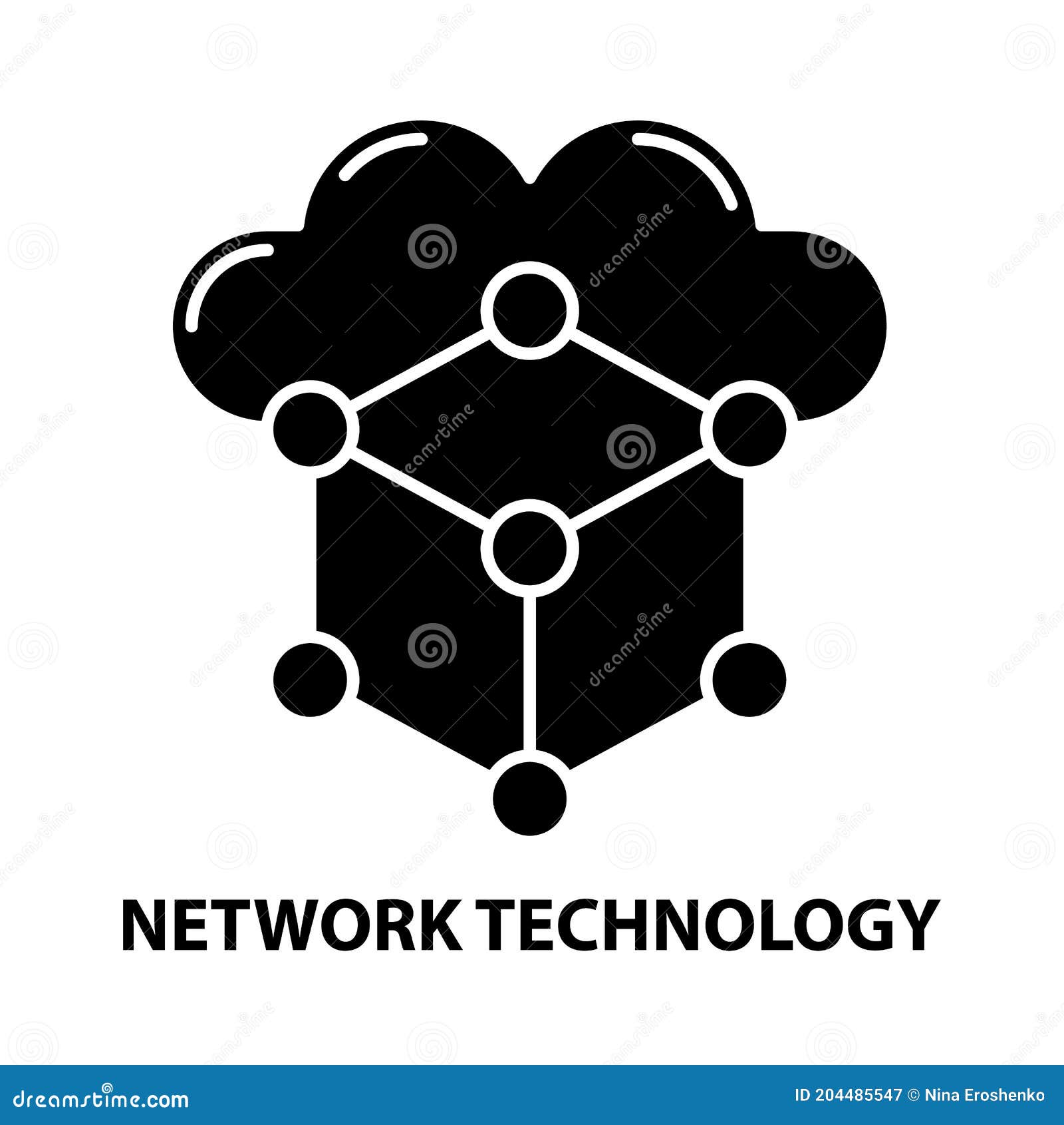 Network Technology Icon, Black Vector Sign with Editable Strokes ...