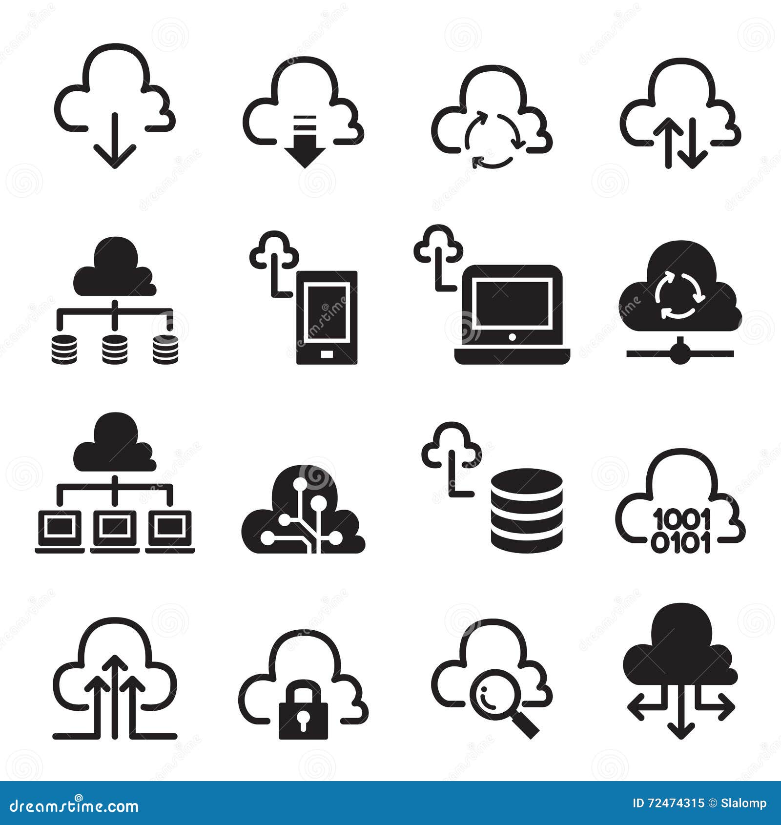 Network Technology Icon Set Stock Illustration - Illustration of ...