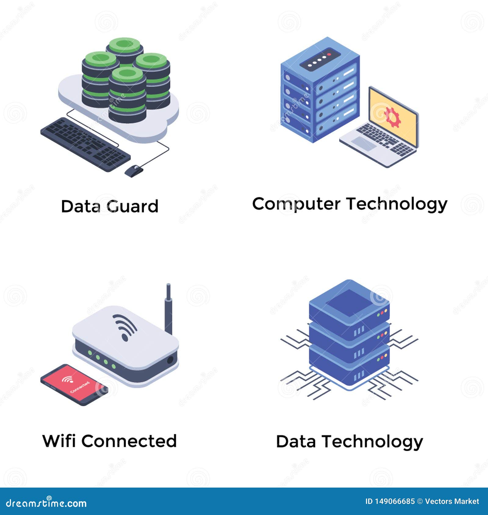 Network Technology Icons Bundle Stock Vector - Illustration of device ...