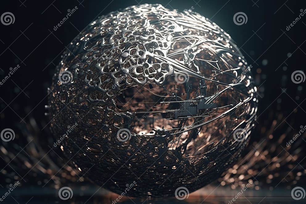 Network Technology Polygonal Sphere Digital Silver Abstract Background ...