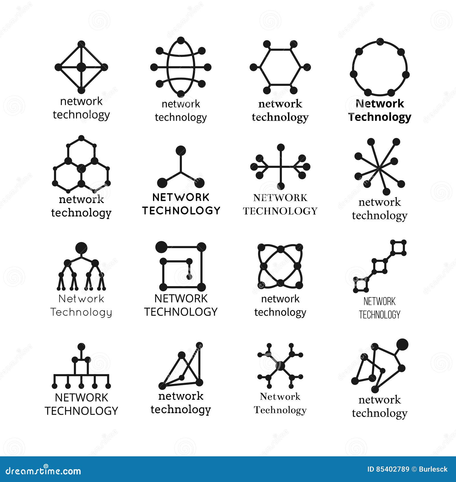 Network Technology Symbols. Data Molecule Icons Stock Vector ...