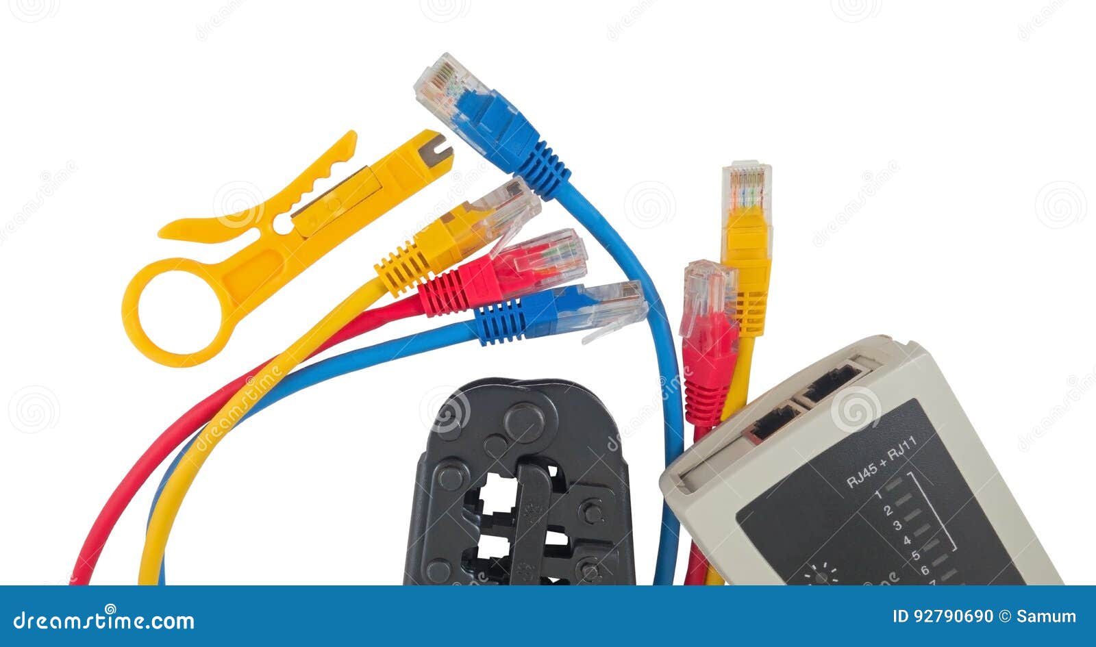 Network Tester and Crimping Tool with RJ45 Connector Stock Photo ...