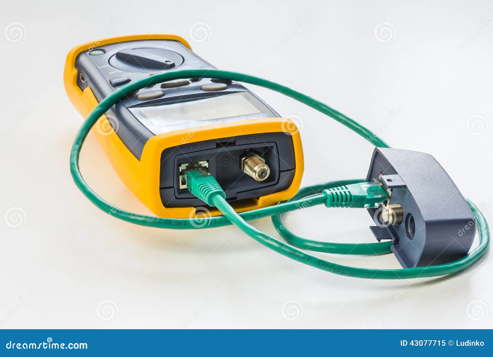 Network Tester with Green RJ45 Cable 5e Connected Stock Image - Image ...