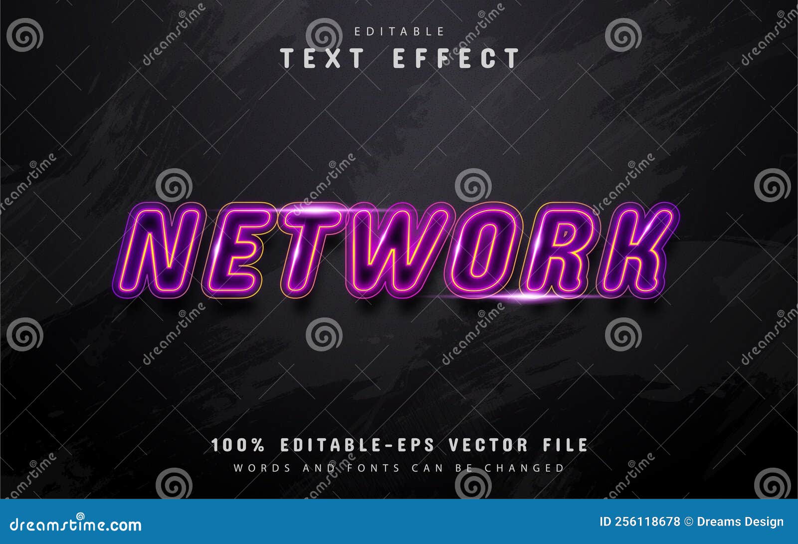 Network Text, Purple Neon Style Text Effect Stock Vector - Illustration ...
