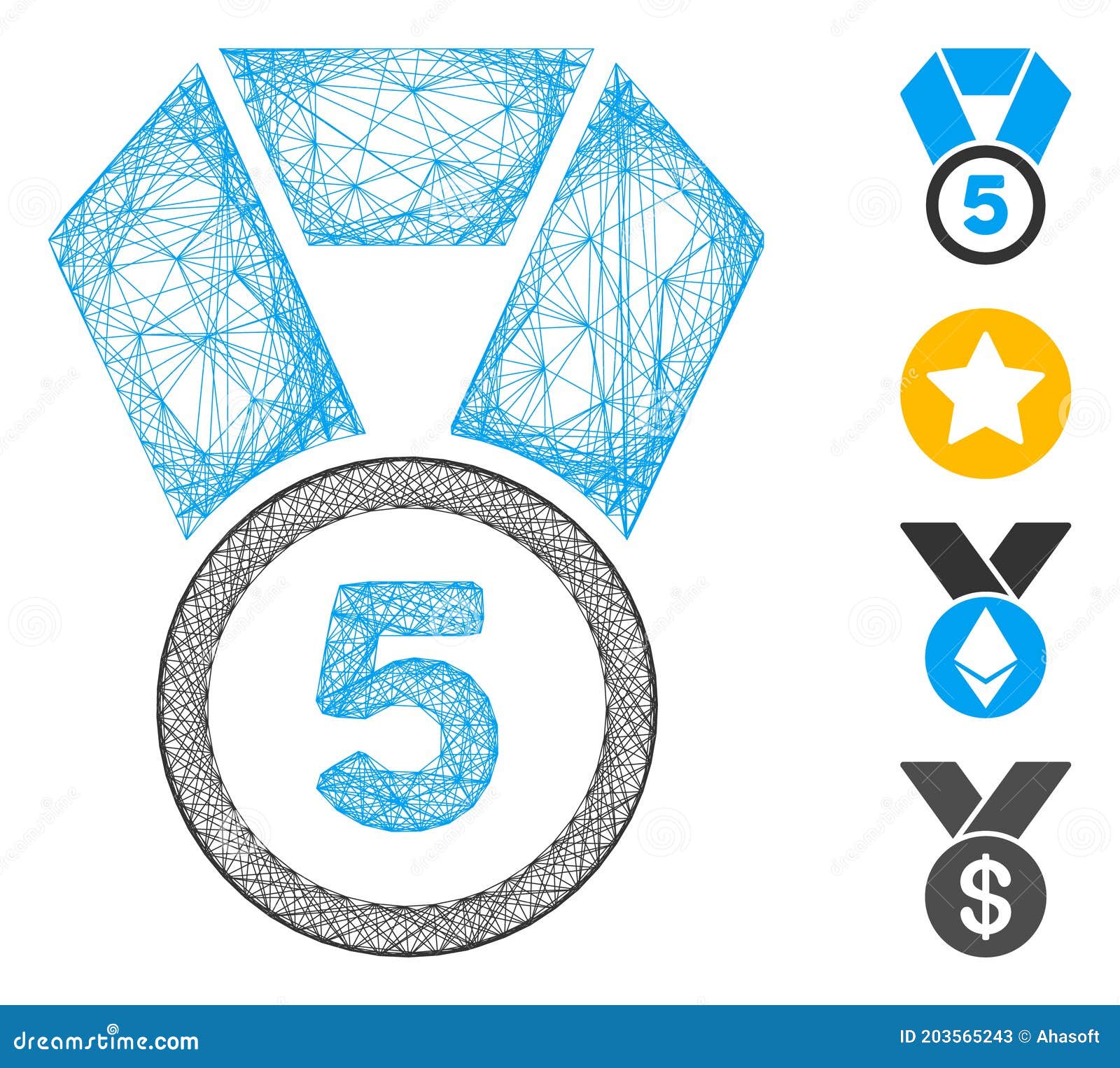 Network 5Th Place Medal Vector Mesh Stock Illustration - Illustration ...