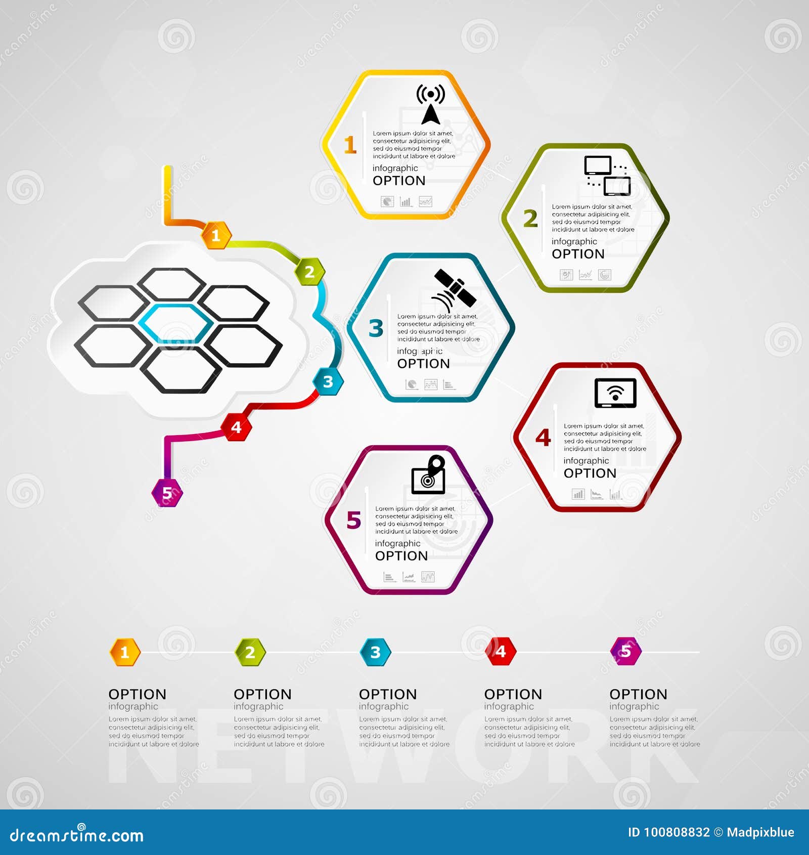 Network Timeline Infographics Stock Vector - Illustration of radio ...