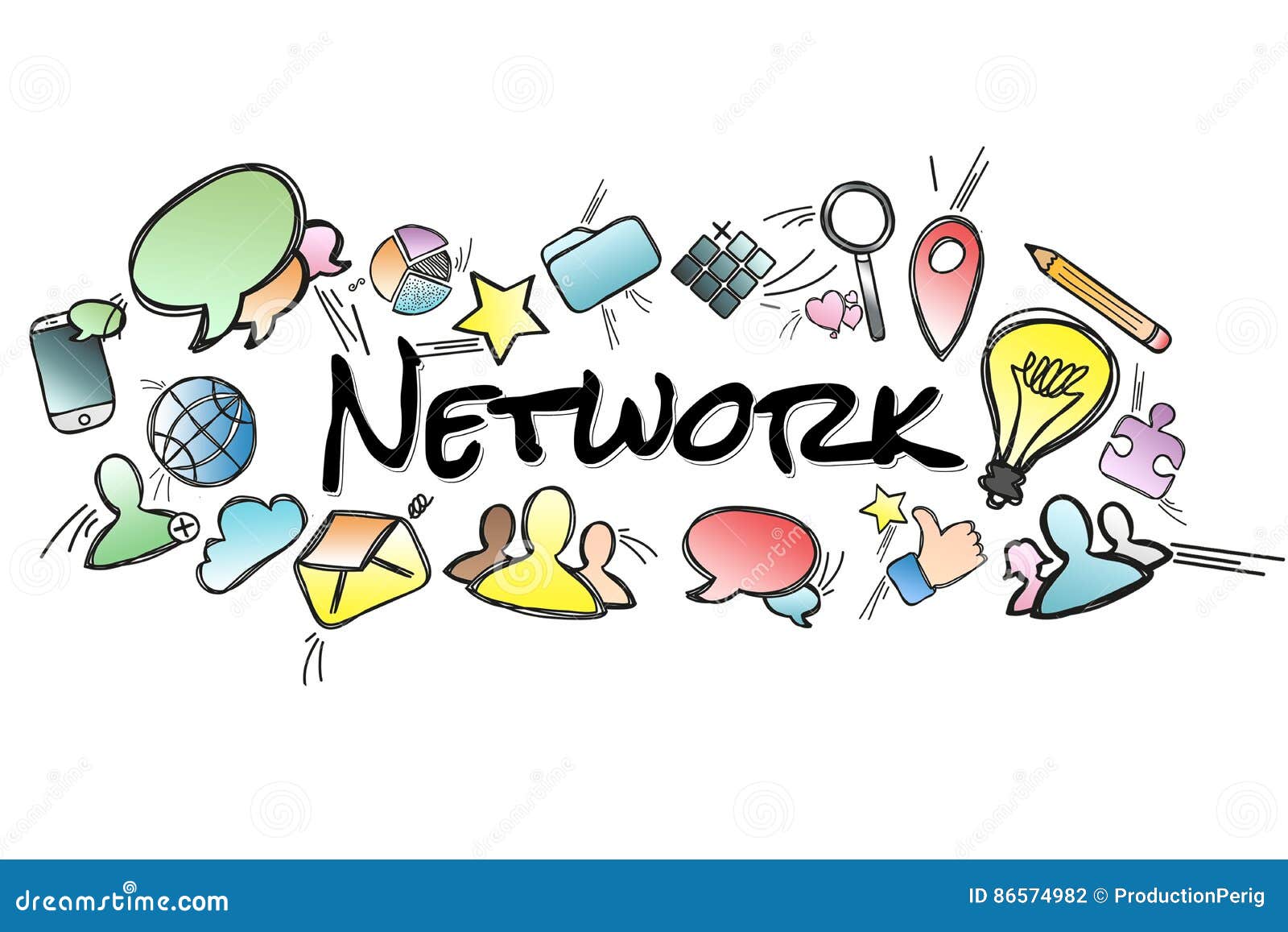 Network Title Isolated on a Background and Surounded by Multimed Stock ...