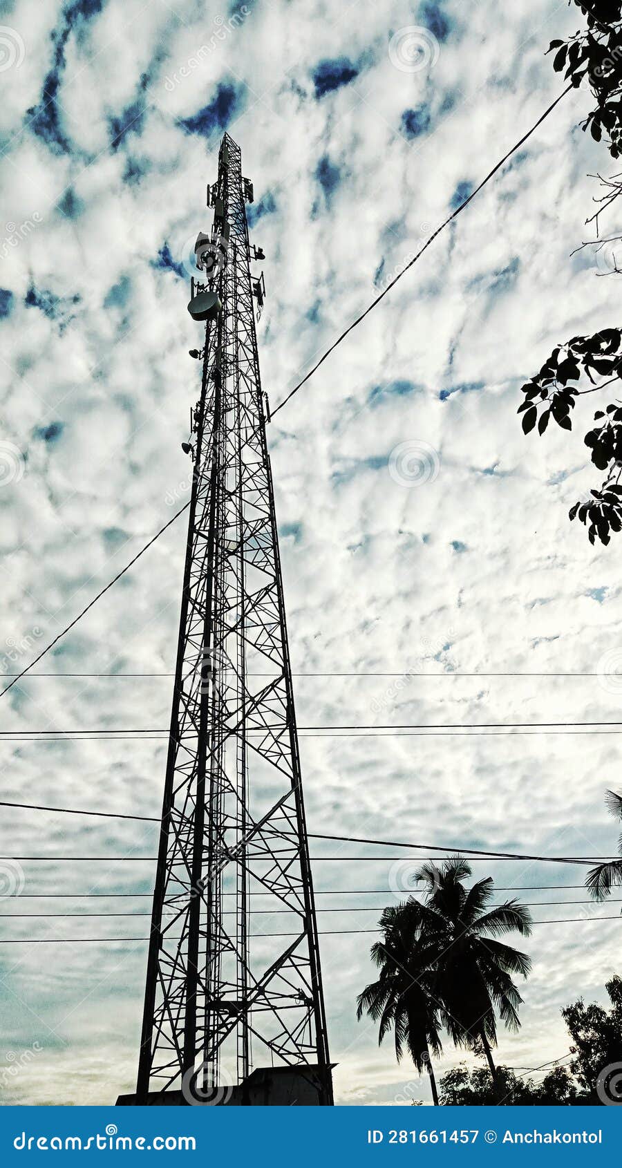 Network towers and clouds stock image. Image of nature - 281661457