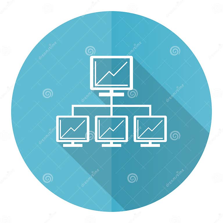 Network Vector Icon, Flat Design Blue Round Web Button Isolated on ...
