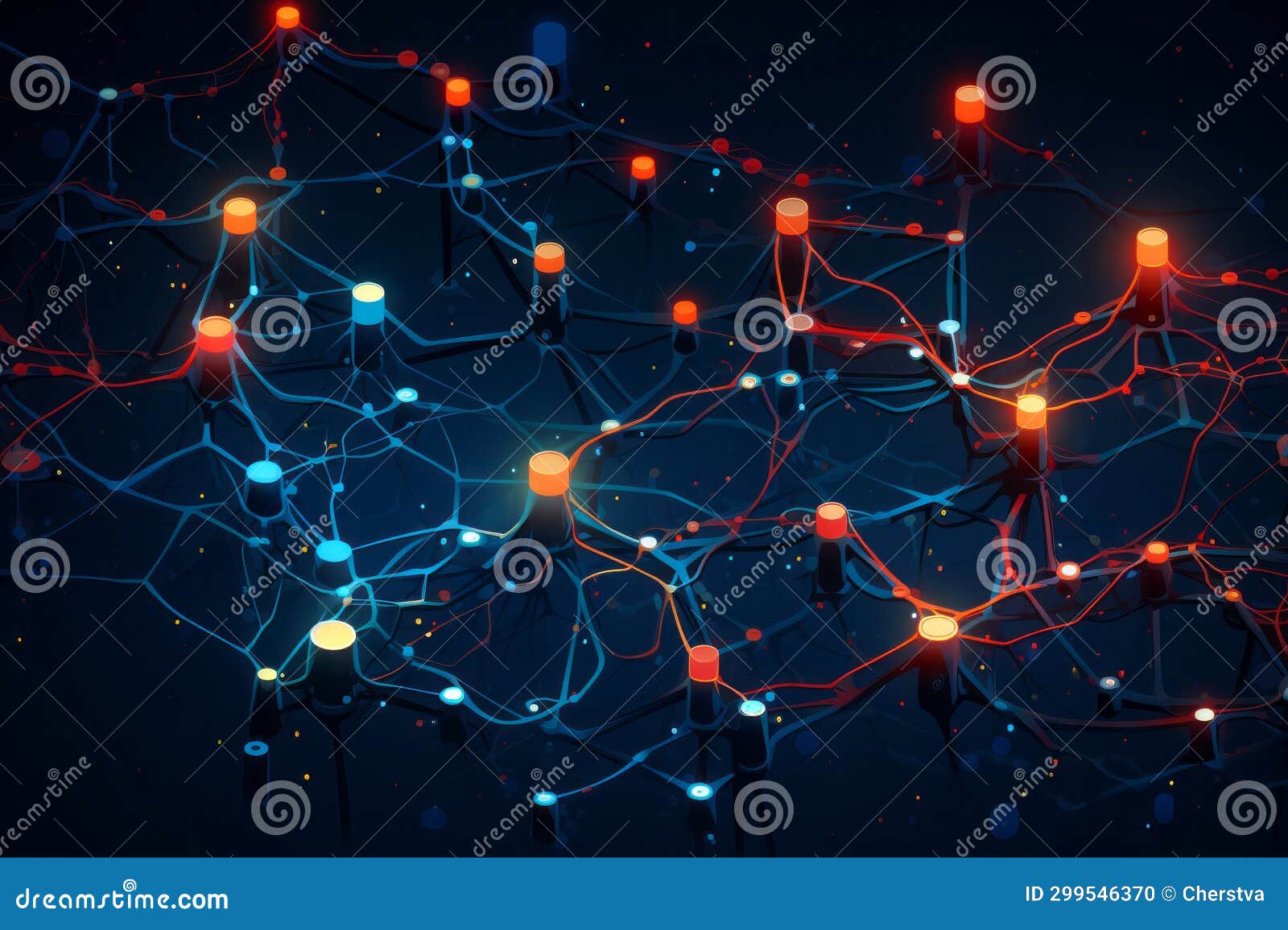 Network with Vibrant Blue and Orange Lines Forming Web of Connections ...
