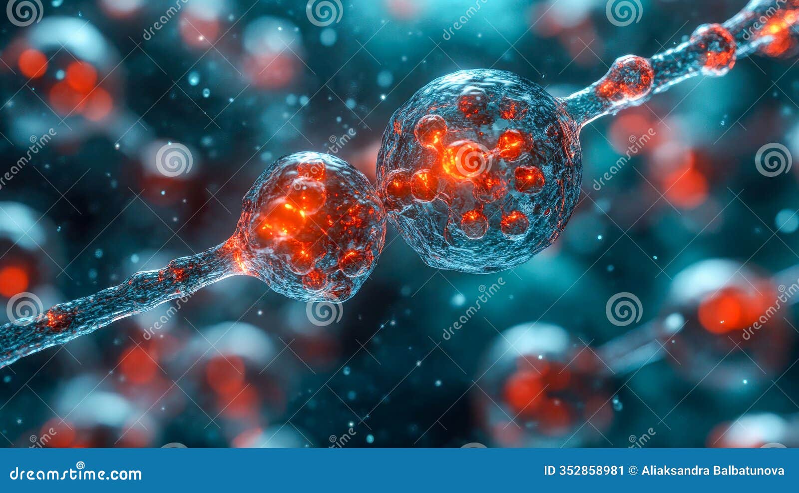 A Network of Vibrant Red and Blue Interconnected Molecular Structures ...
