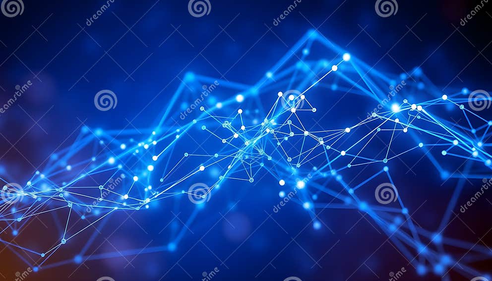 Network Visualization with Interconnected Nodes Displaying Digital Data ...