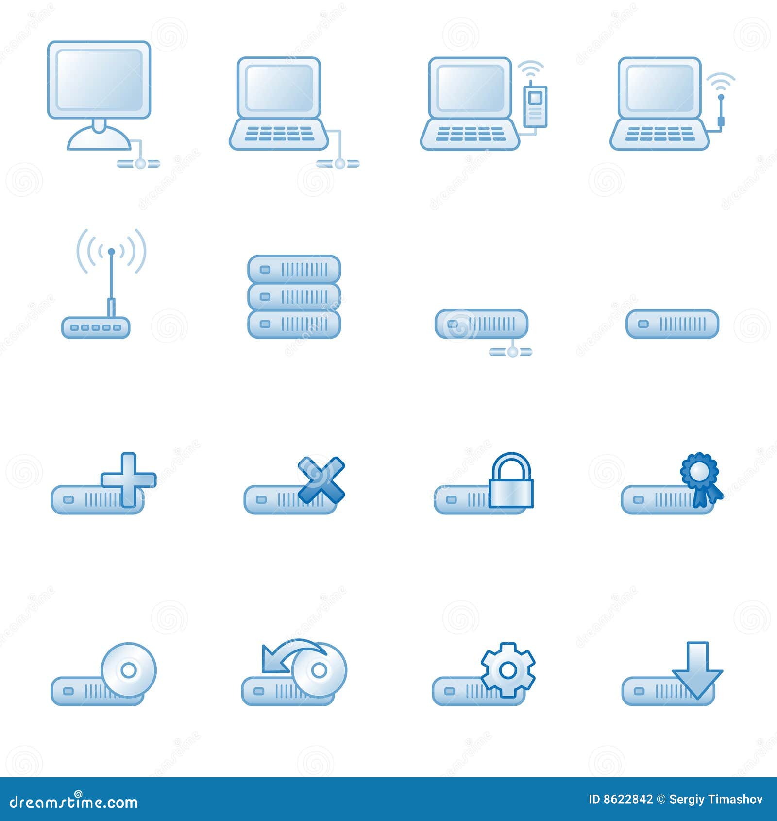 Network Web Icons, Blue Series Stock Vector - Illustration of buttons ...