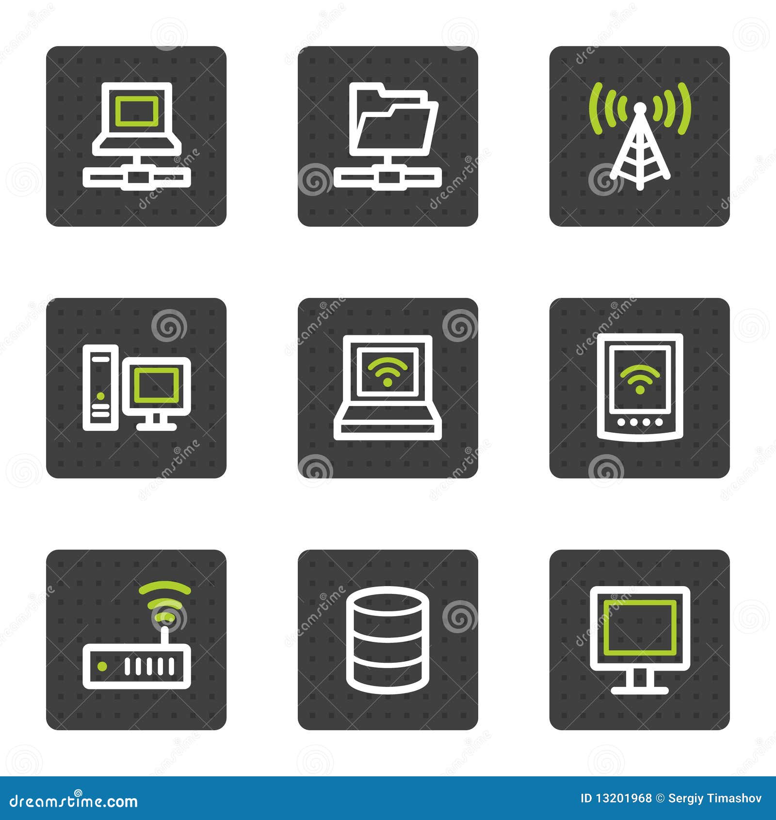 Network Web Icons, Grey Square Buttons Series Stock Vector ...