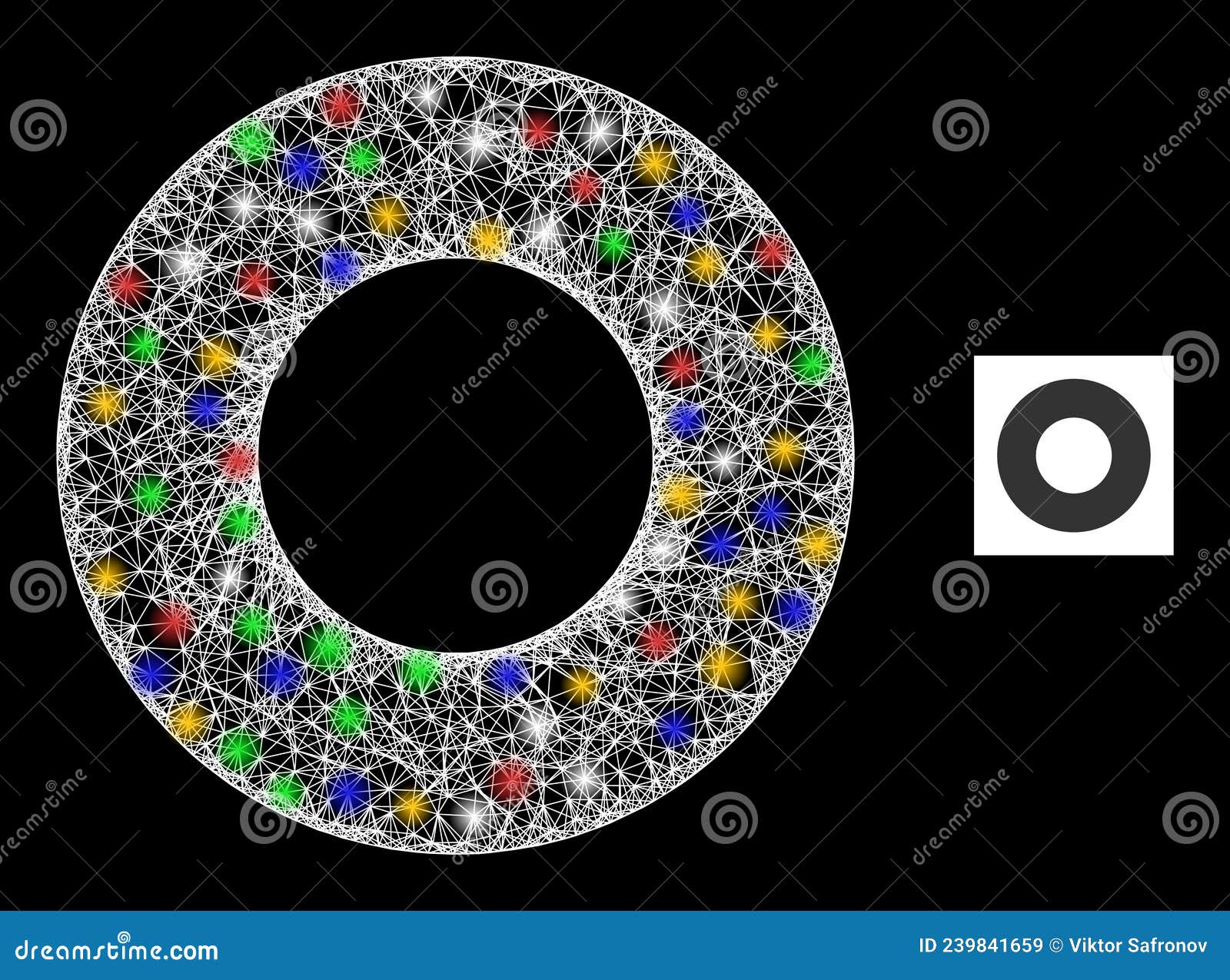 Network Web Mesh Donut Icon with Colorful Glare Spots Stock Vector ...