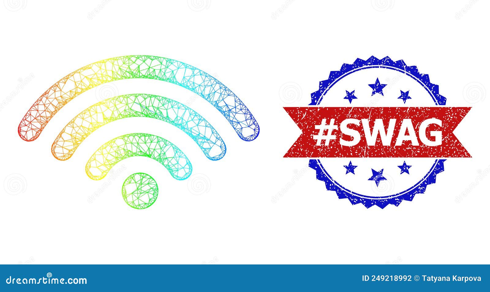 Network Web Signal Source Mesh Icon with Rainbow Gradient and Grunge ...