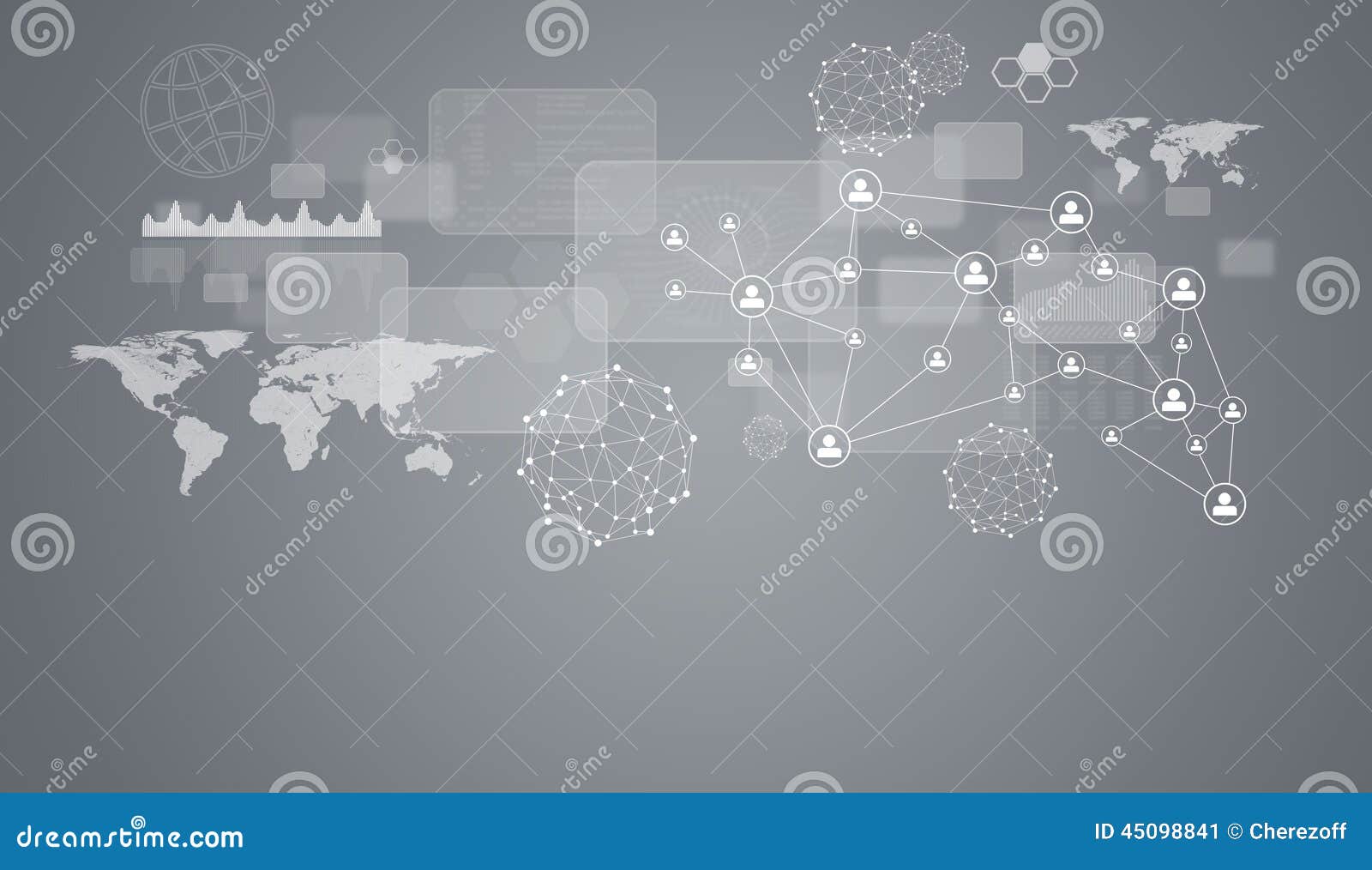 Network, Wire-frame Spheres, Transparent Stock Illustration ...