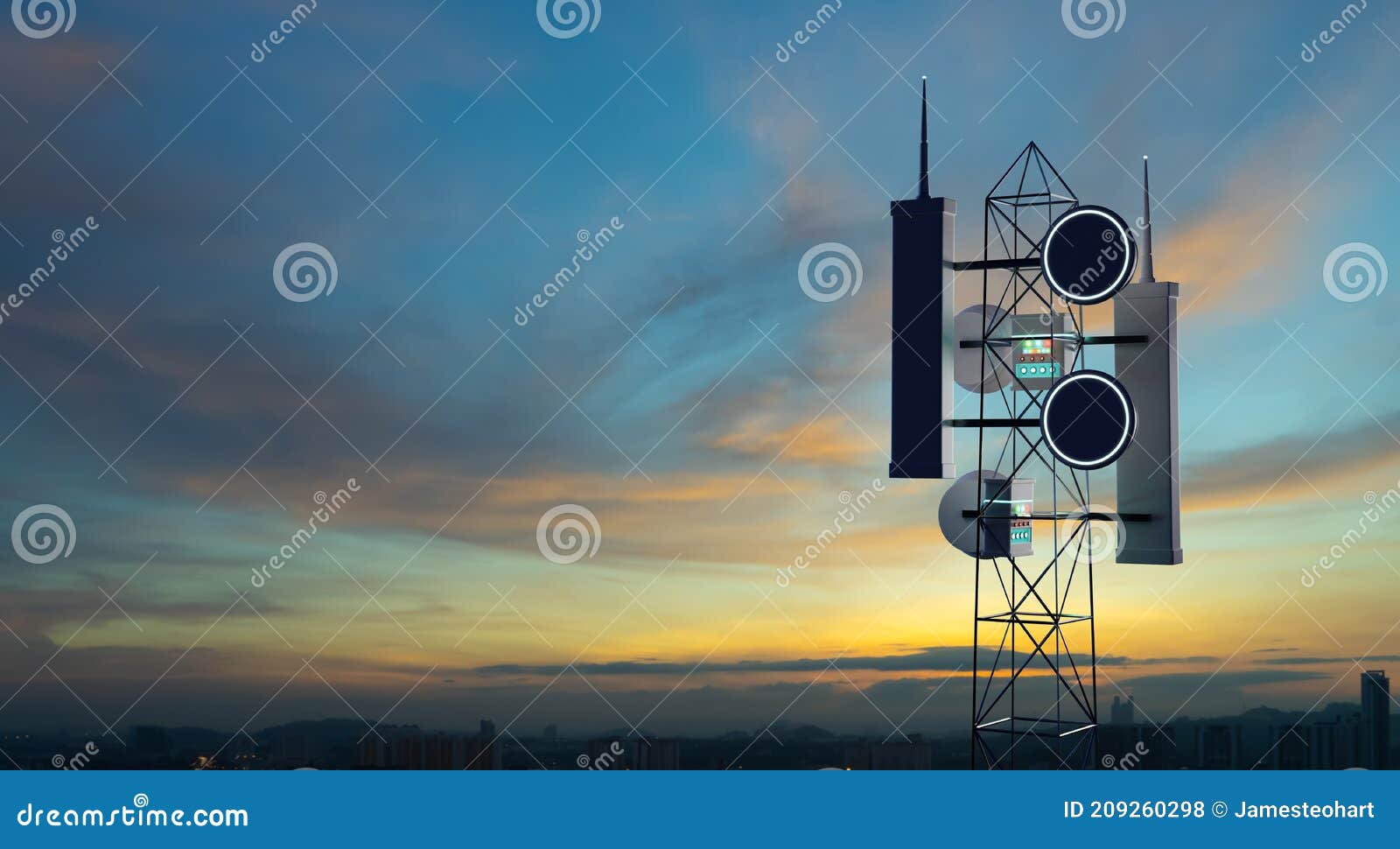 Network Wireless Systems Telecommunication Tower Stock Illustration ...
