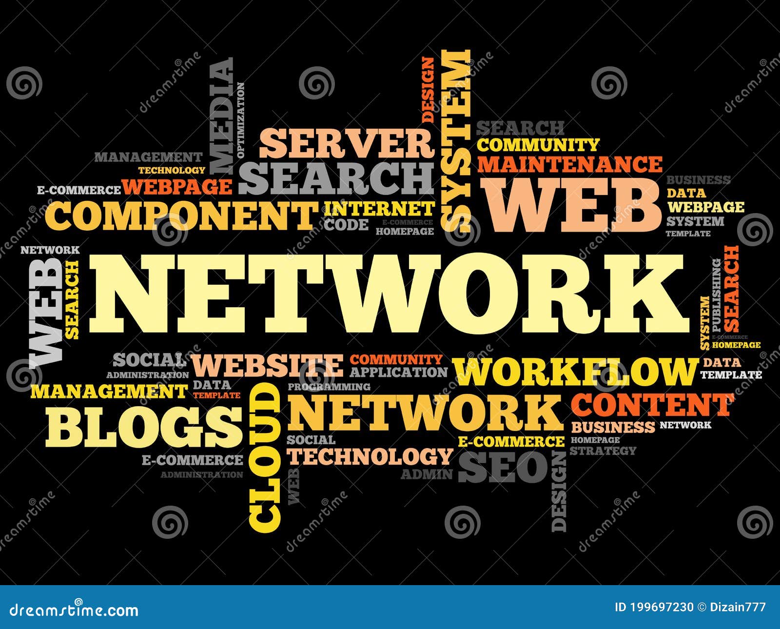 Network word cloud stock illustration. Illustration of internet - 199697230