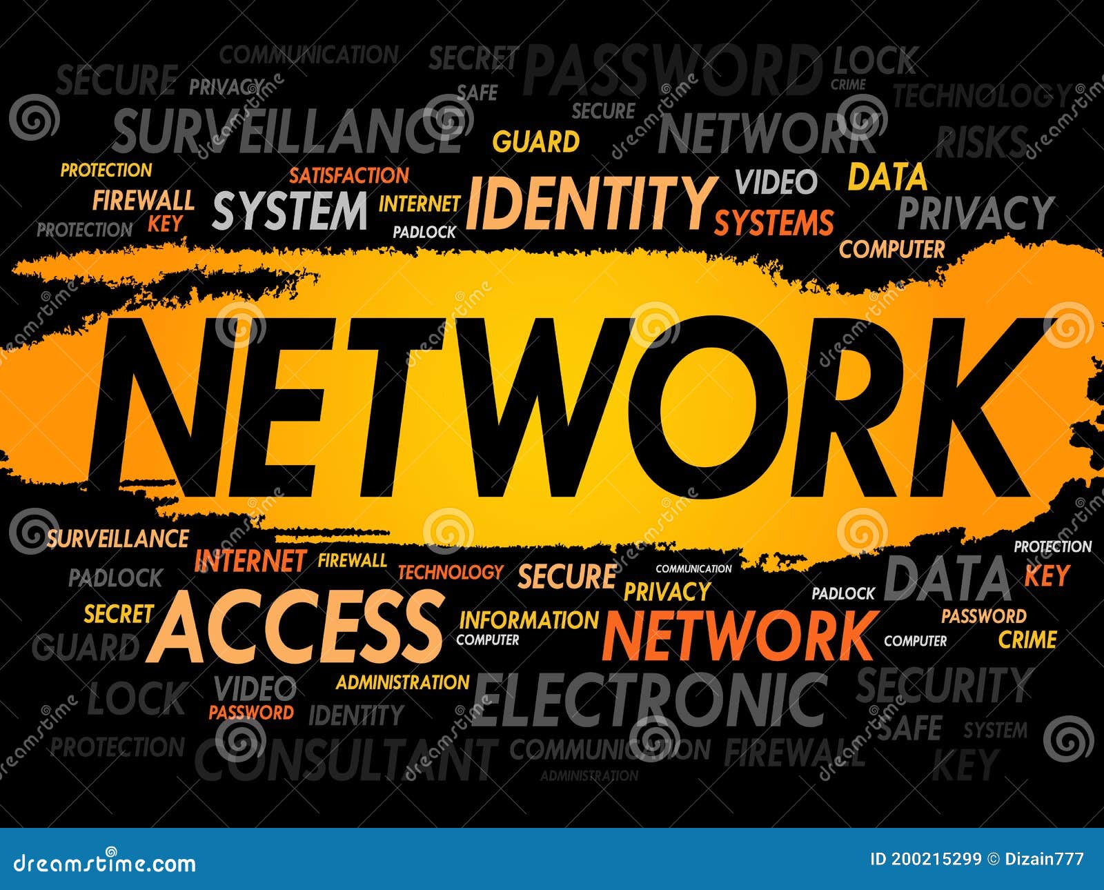 NETWORK word cloud stock illustration. Illustration of data - 200215299