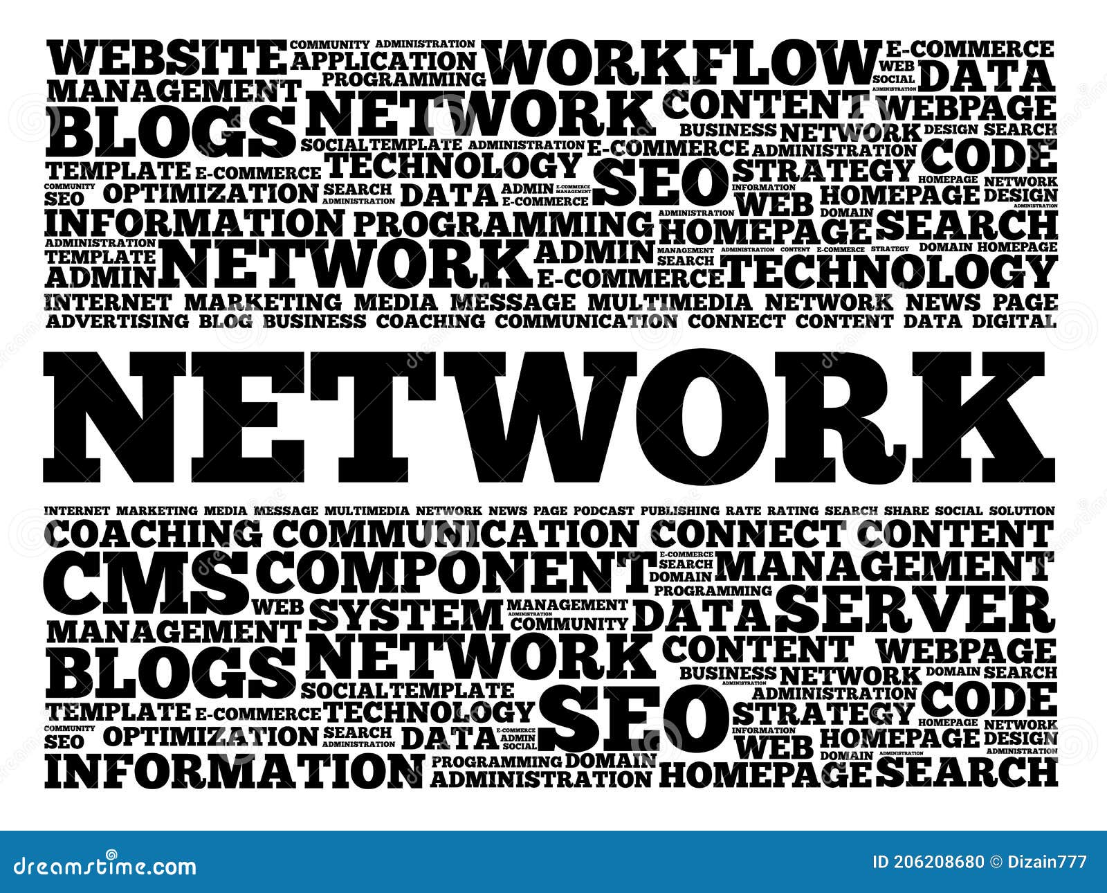 NETWORK word cloud stock illustration. Illustration of manage - 206208680