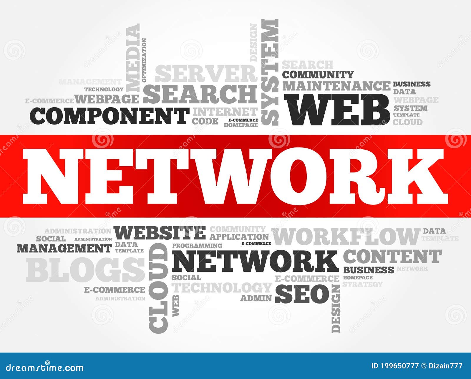 Network word cloud collage stock illustration. Illustration of hosting ...