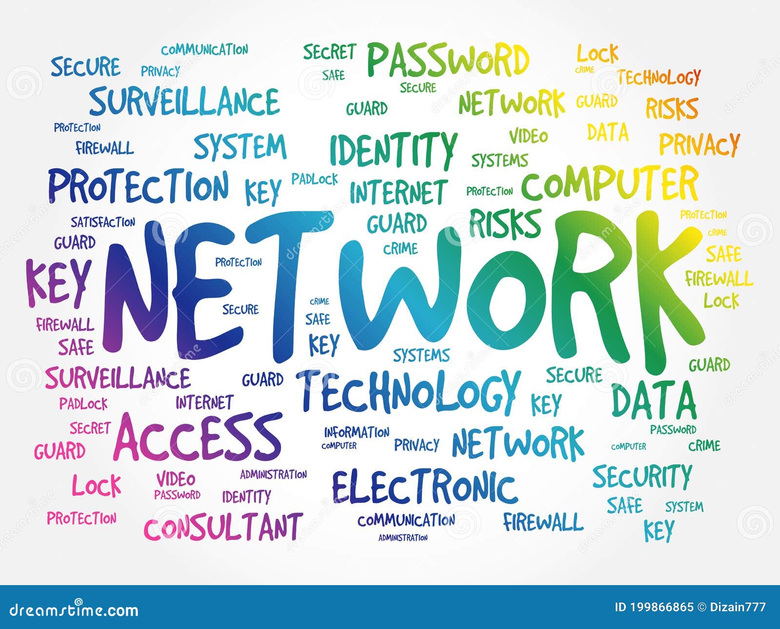 Network word cloud collage stock illustration. Illustration of ...