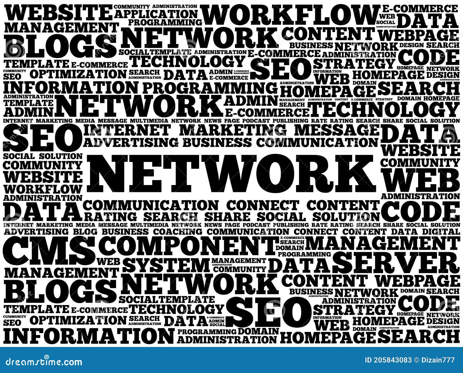 Network word cloud stock illustration. Illustration of network - 205843083