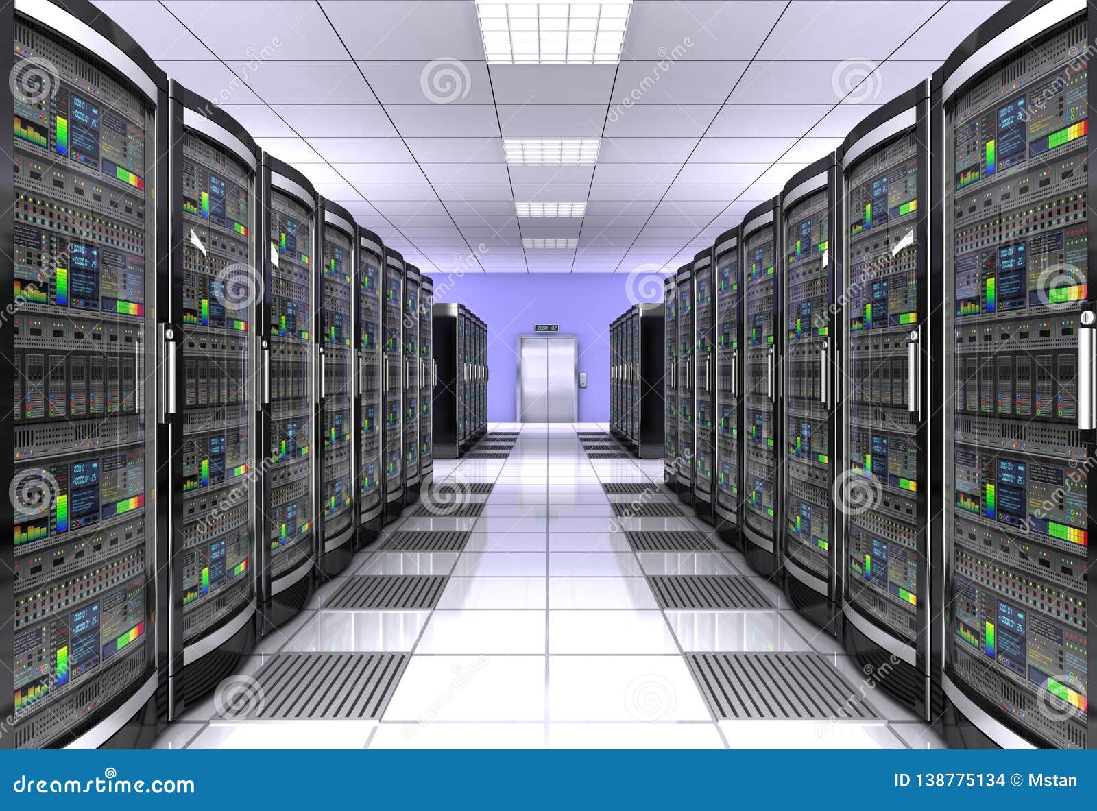Network Workstation Server Room 3d Illustration Stock Illustration ...
