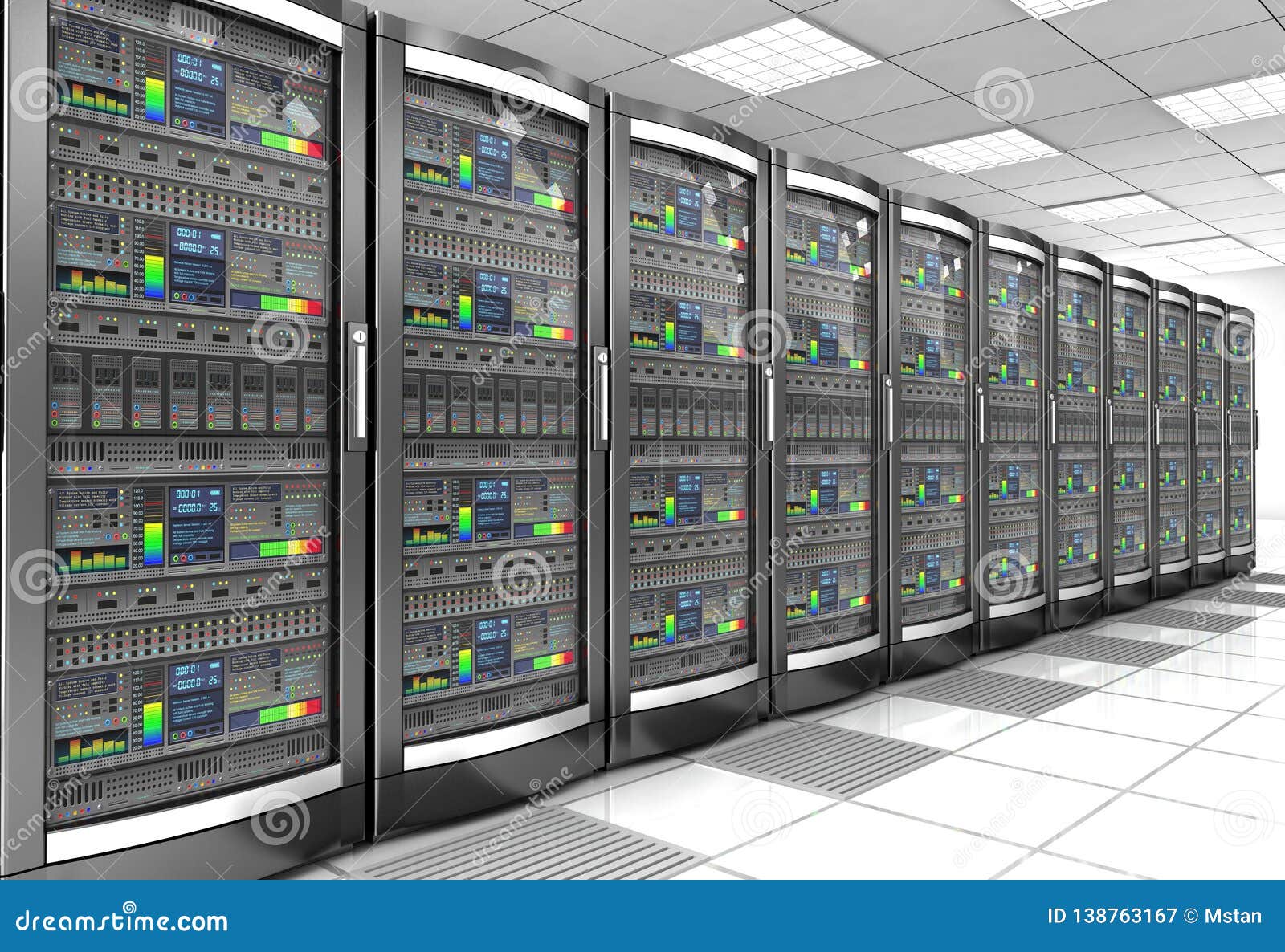 Network Workstation Server Room 3d Illustration Stock Illustration ...