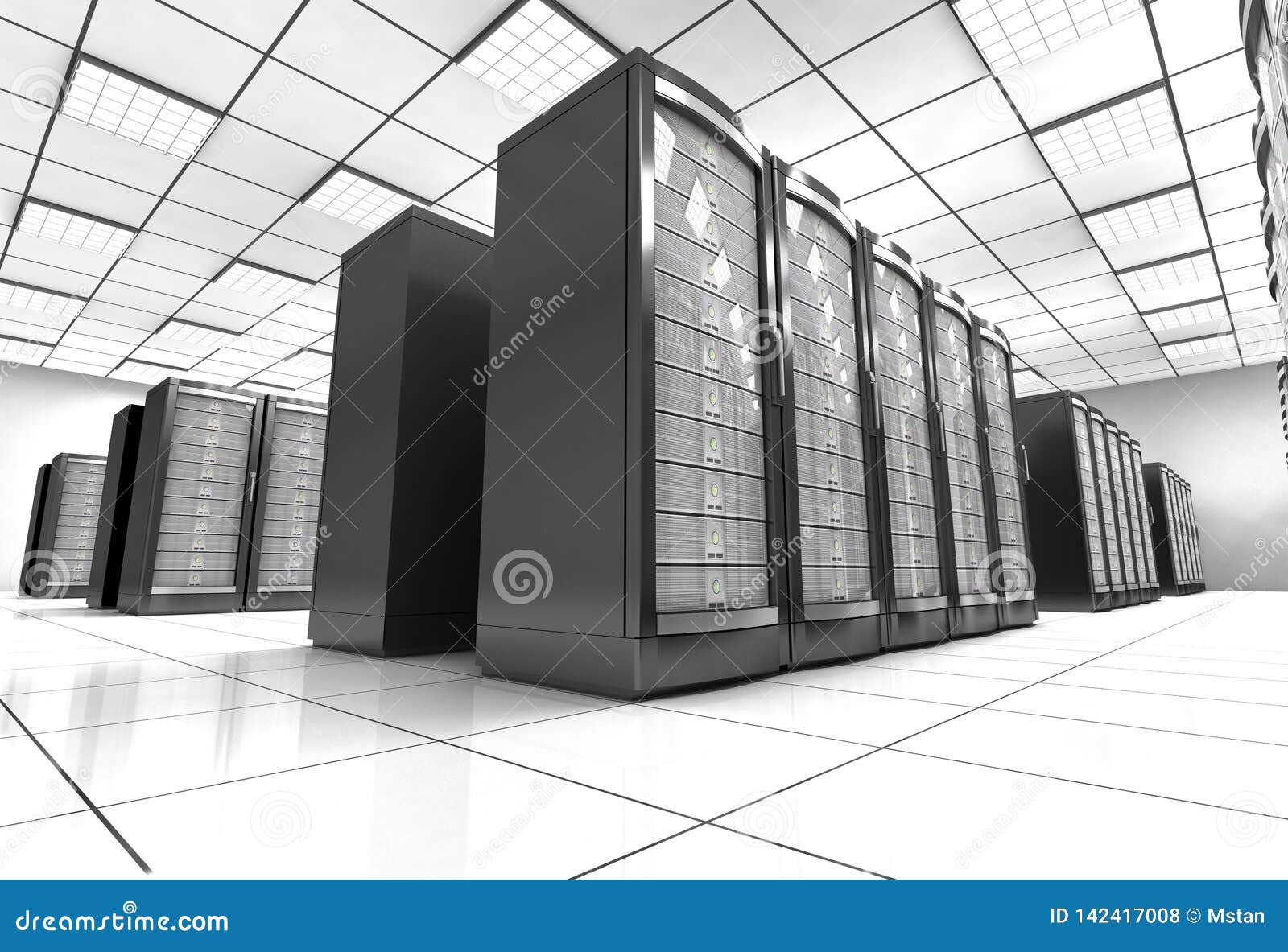 Network Workstation Server Room 3d Illustration Stock Illustration ...
