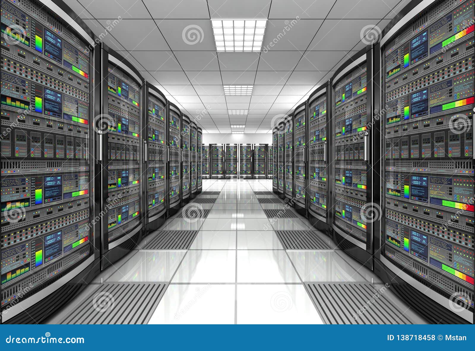 Network Workstation Server Room 3d Illustration Stock Illustration ...