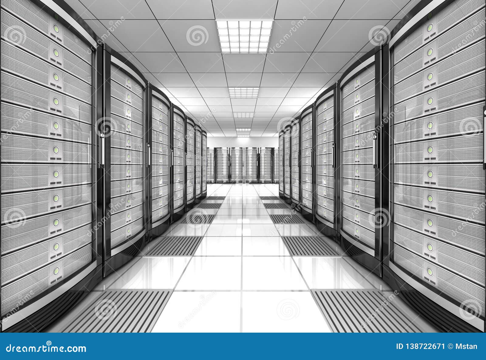 Network Workstation Server Room 3d Illustration Stock Illustration ...
