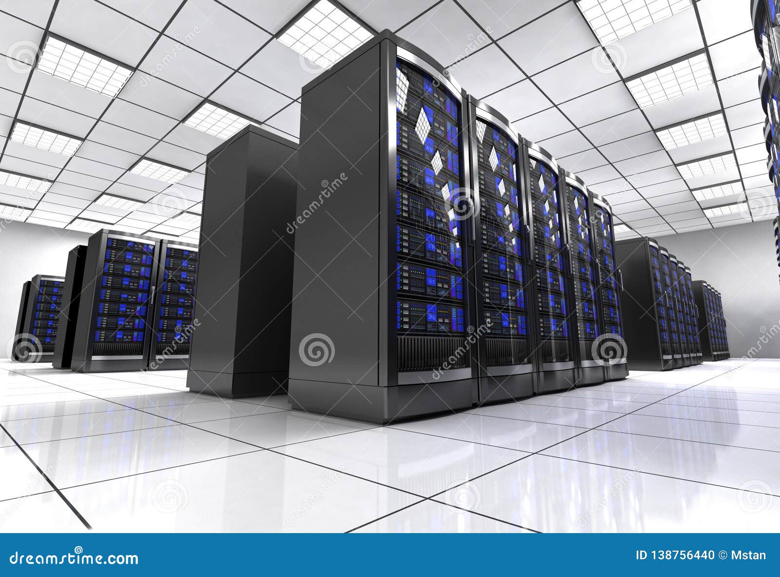 Network Workstation Server Room 3d Illustration Stock Illustration ...