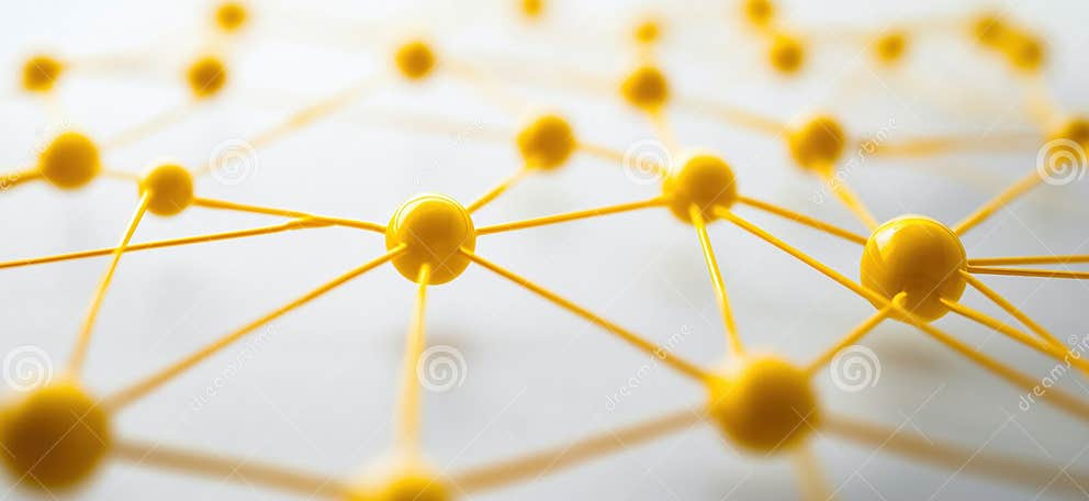 Network of Yellow Nodes and Connections, Abstract Representation of ...