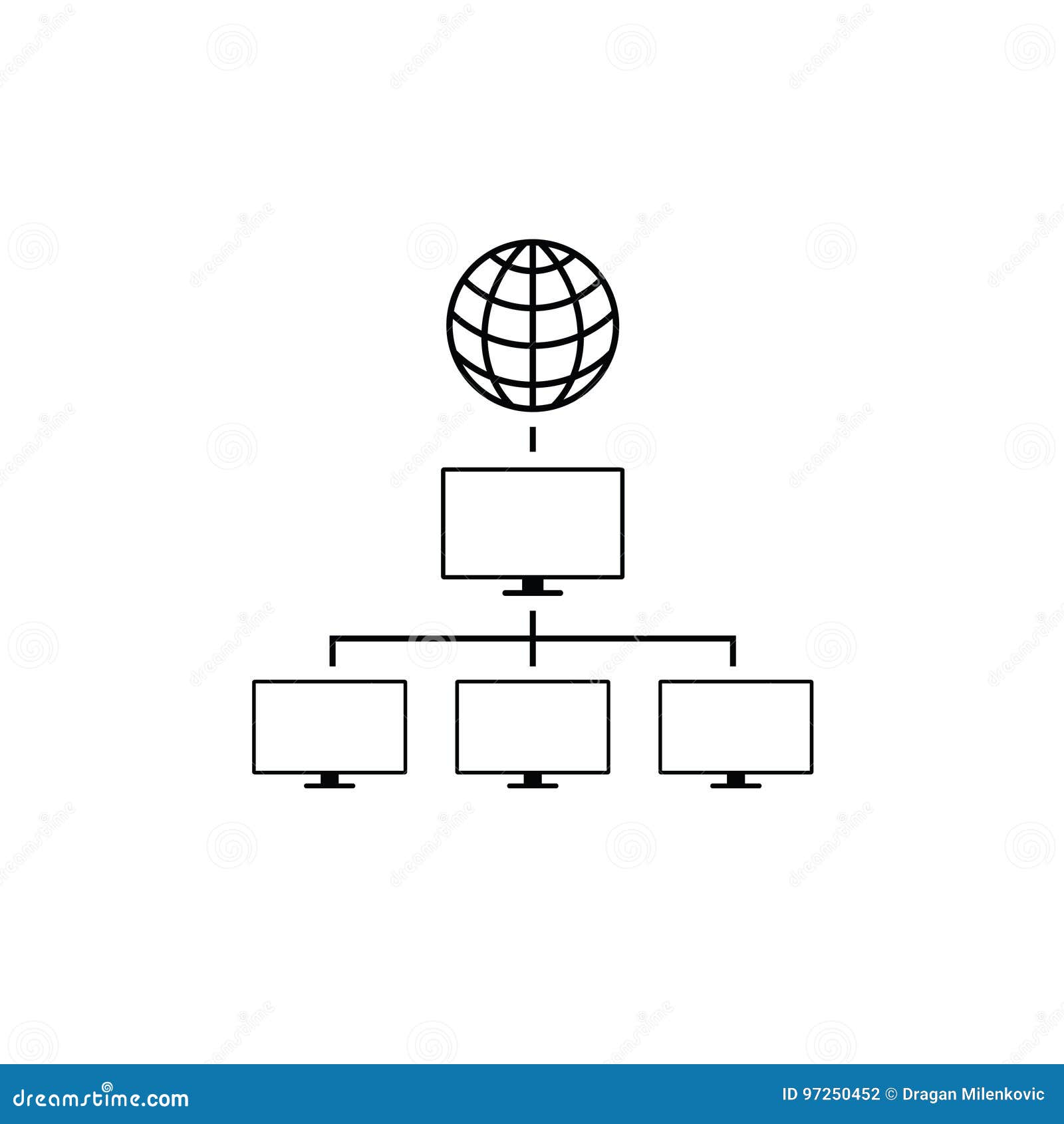 Networked Computer with Globe Illustration Stock Vector - Illustration ...