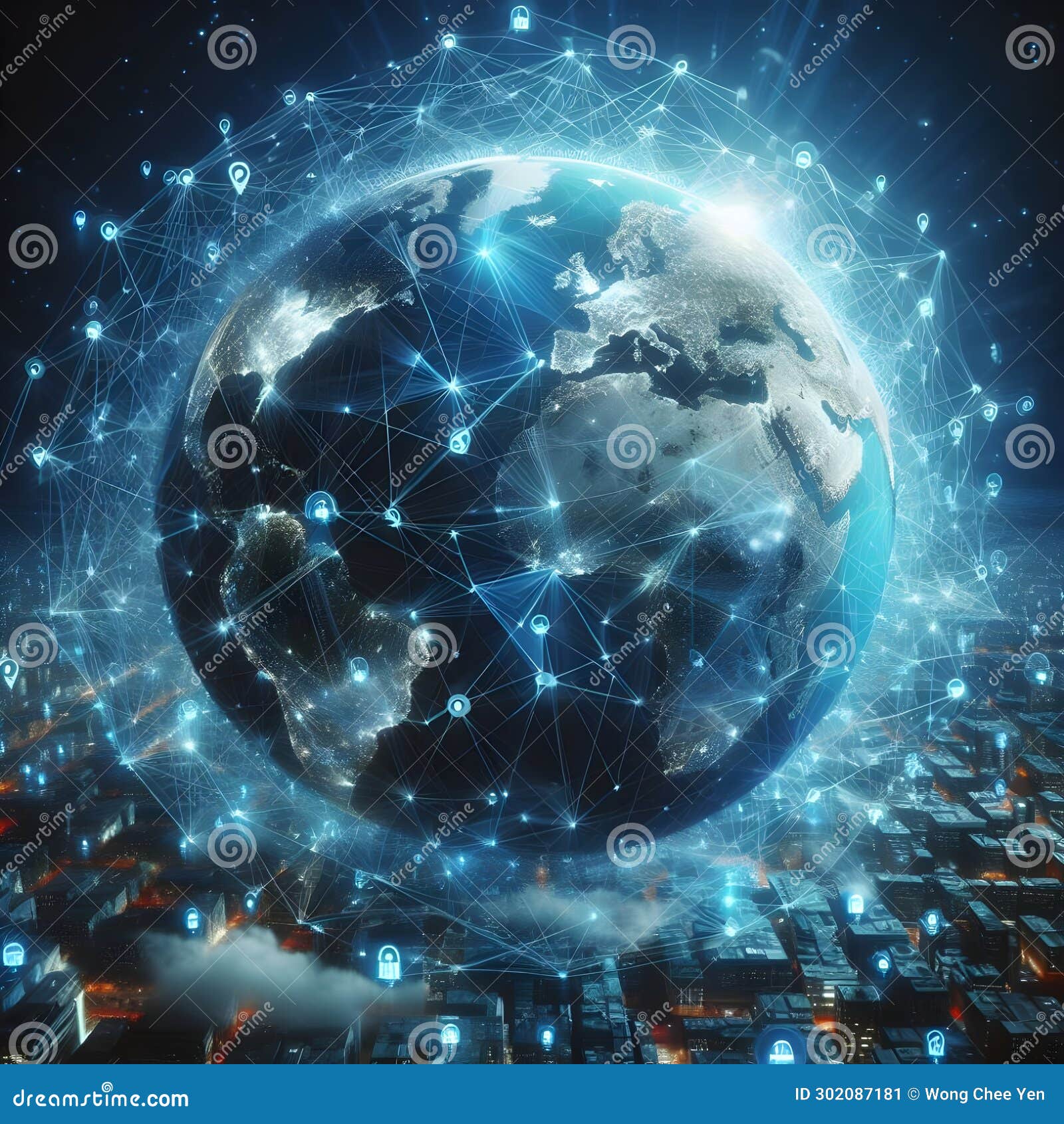 Networked Connected Earth Globalization Internet Connections ...