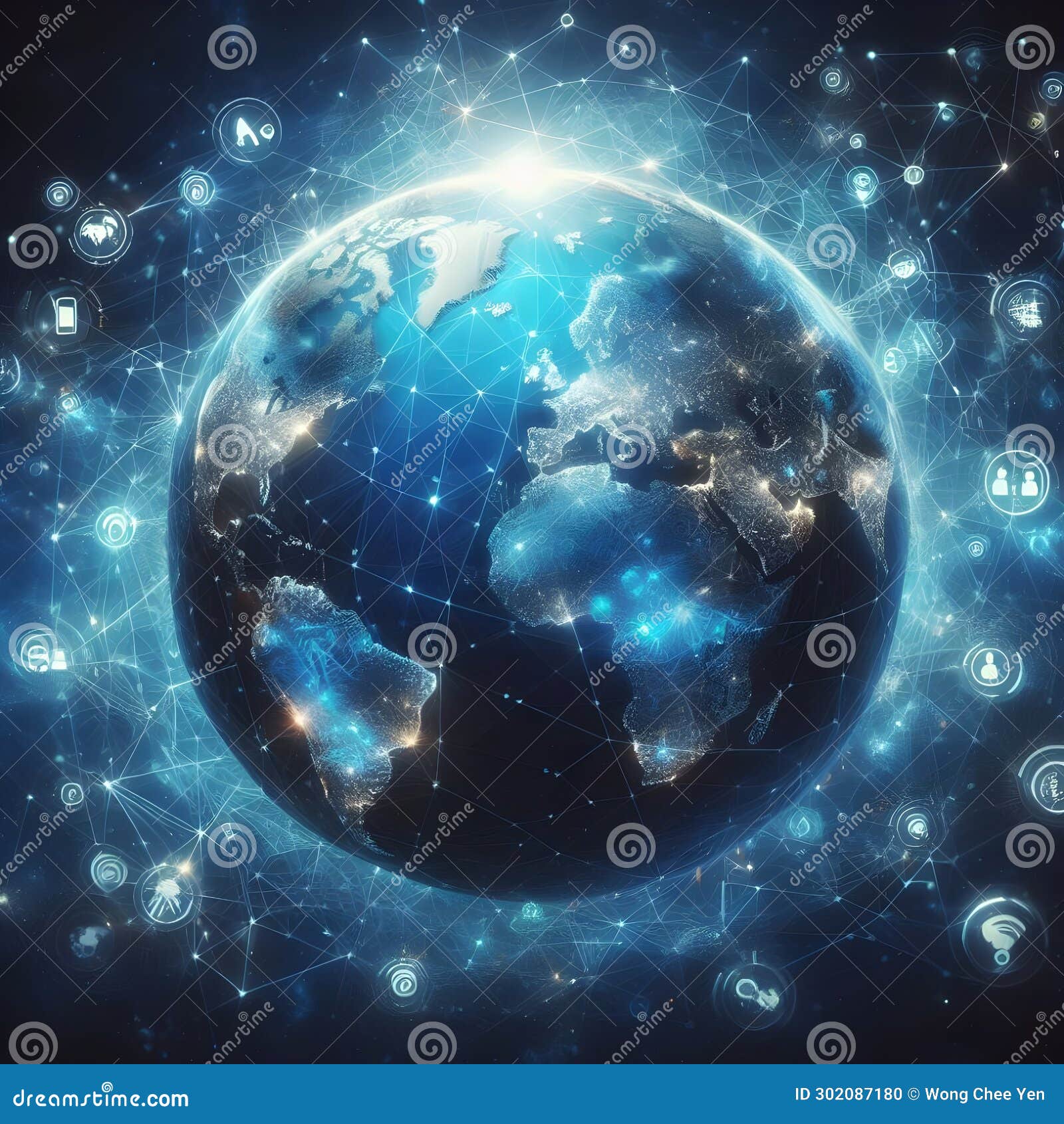 Networked Lines Earth Globalization Internet Connections ...