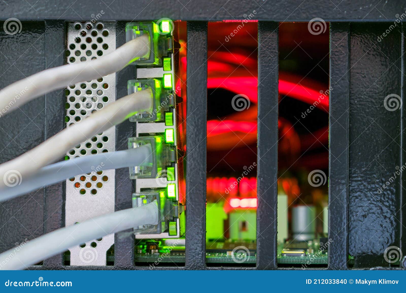 Networked Internet Cables are Connected To Computer Interfaces. Server ...