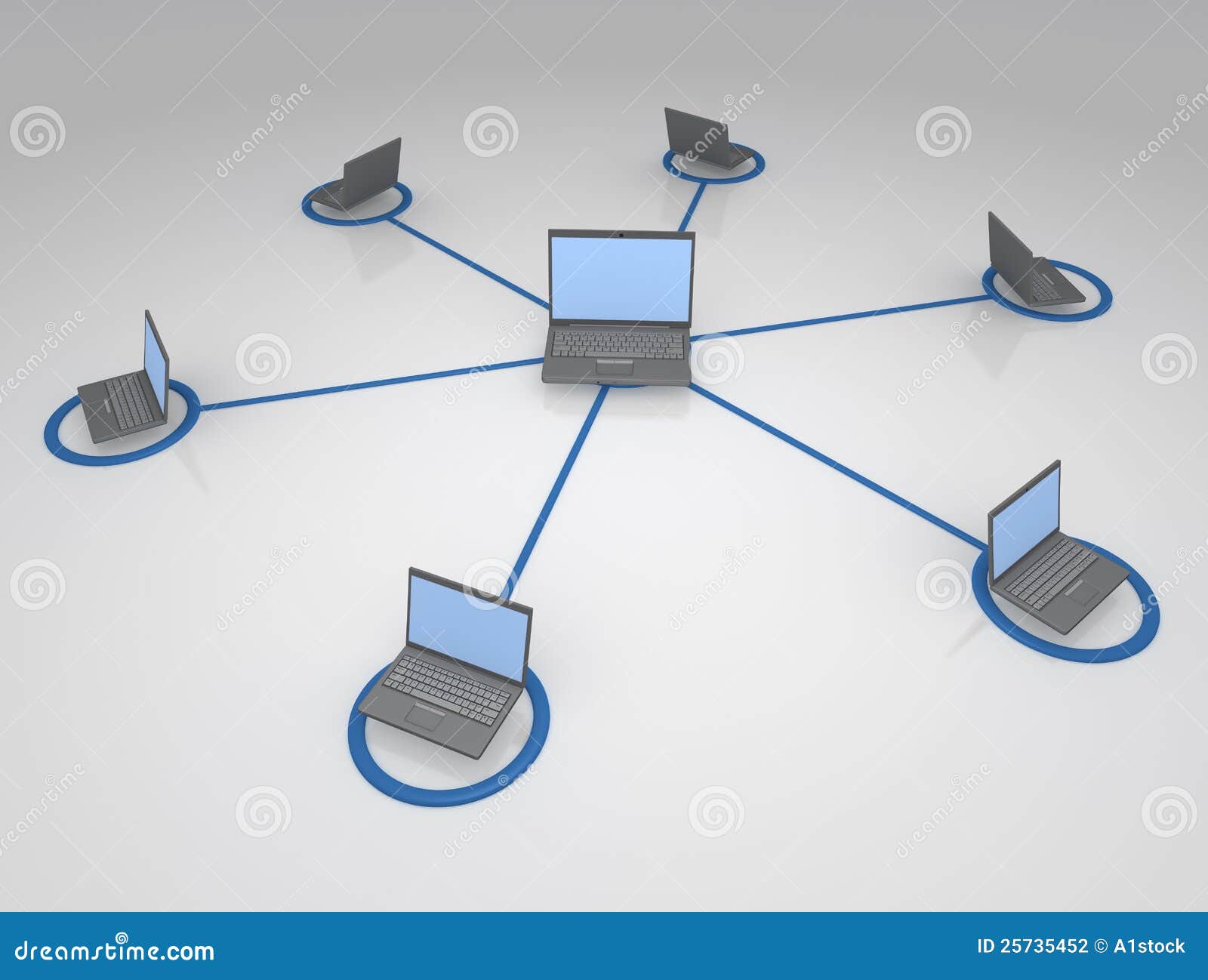 Networked System of Computers Stock Illustration - Illustration of ...