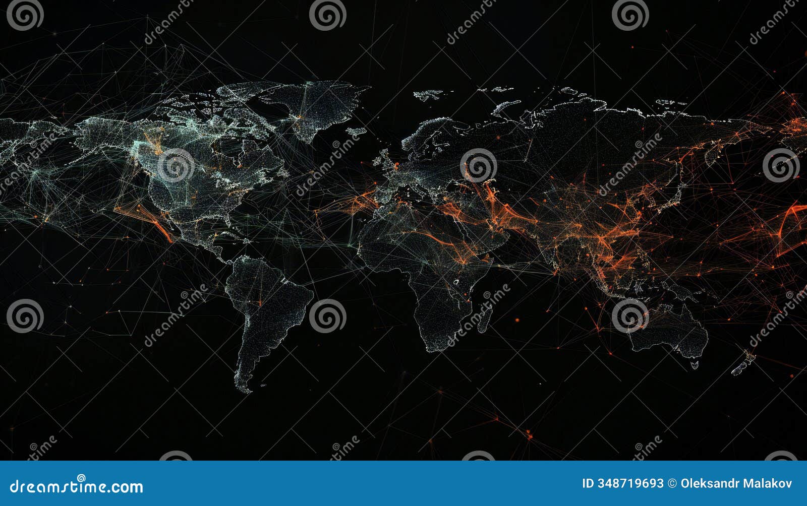 Networked World Map, Illustrating Global Business Connections Stock ...