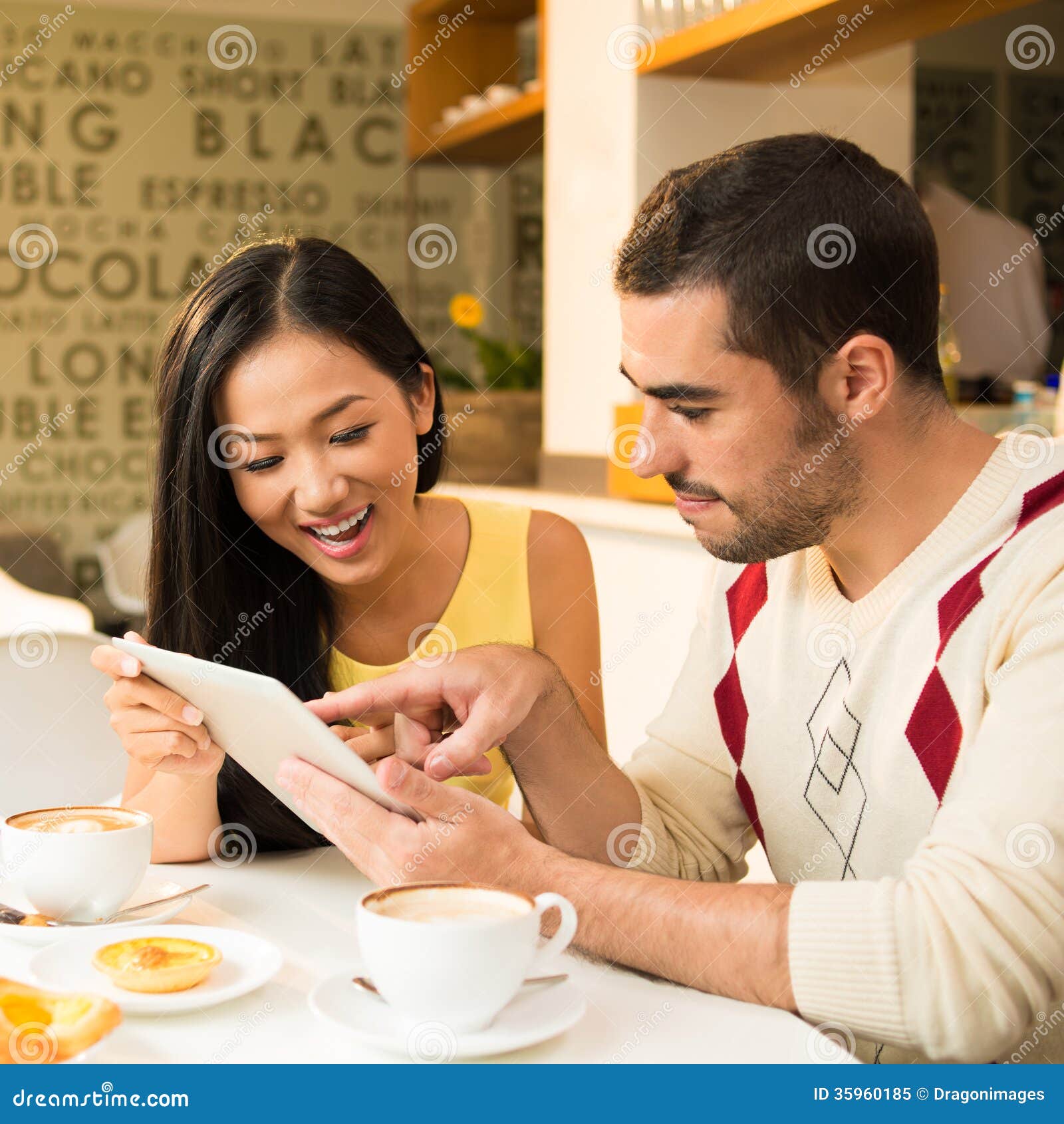 Networking at a cafe stock image. Image of cheerful, latte - 35960185