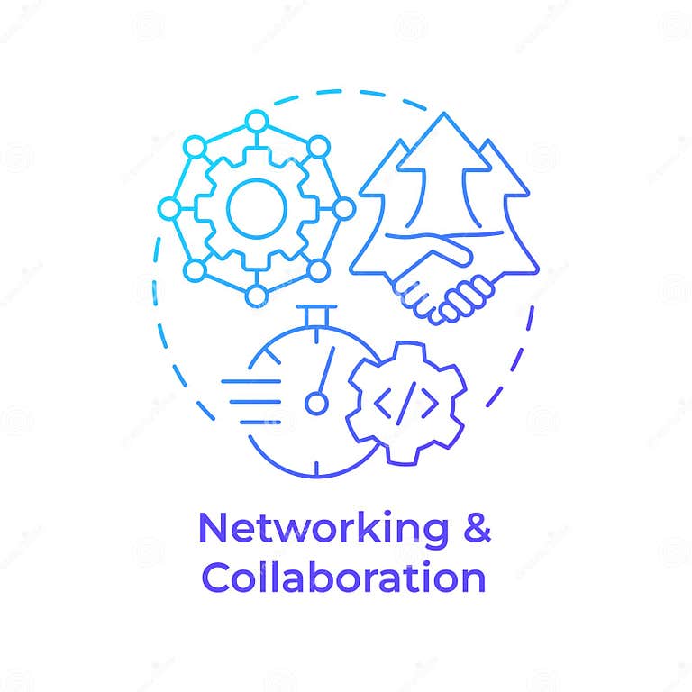 Networking and Collaboration Blue Gradient Concept Icon Stock Vector ...