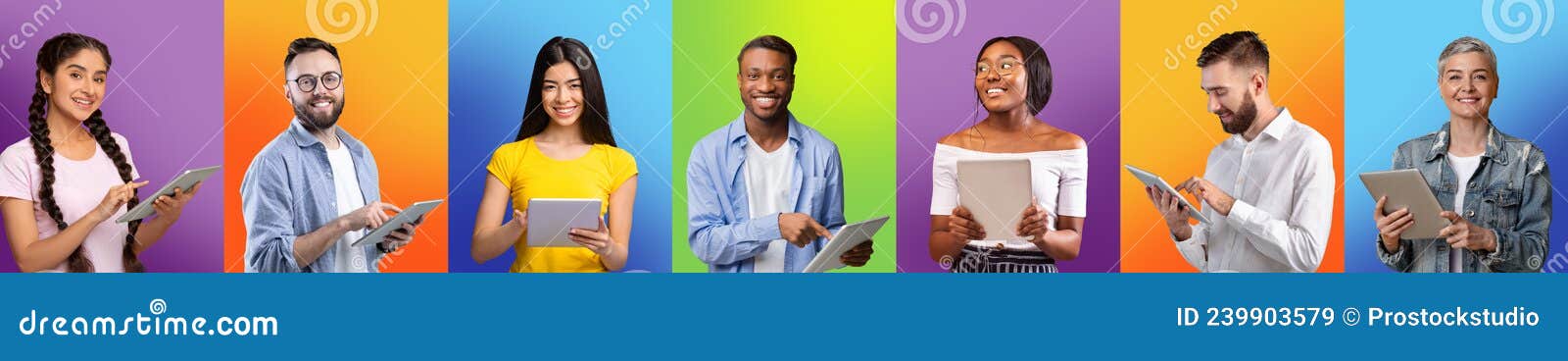 Networking Concept. Diverse Multiethnic People Working Remotely with ...