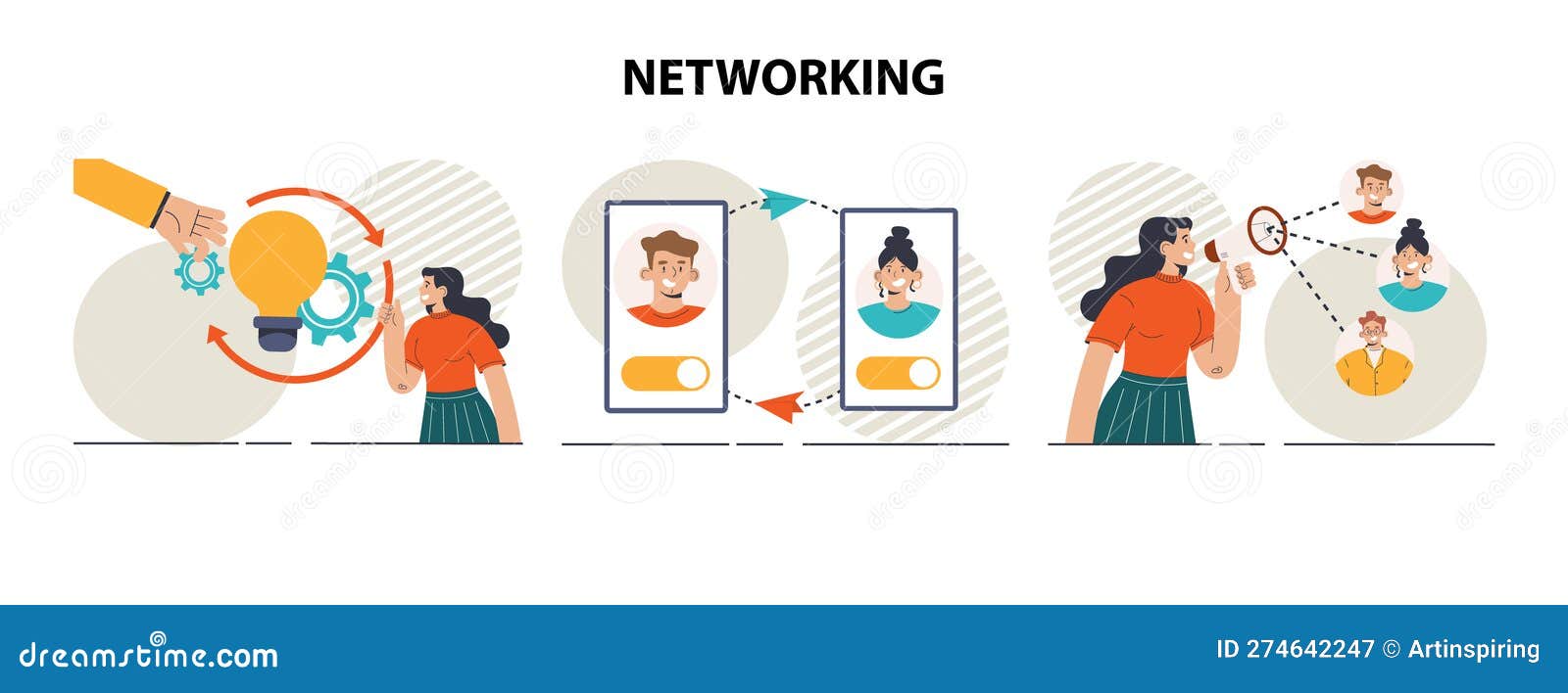 Networking Concept Set. Employees Collaboration, Establishment of ...