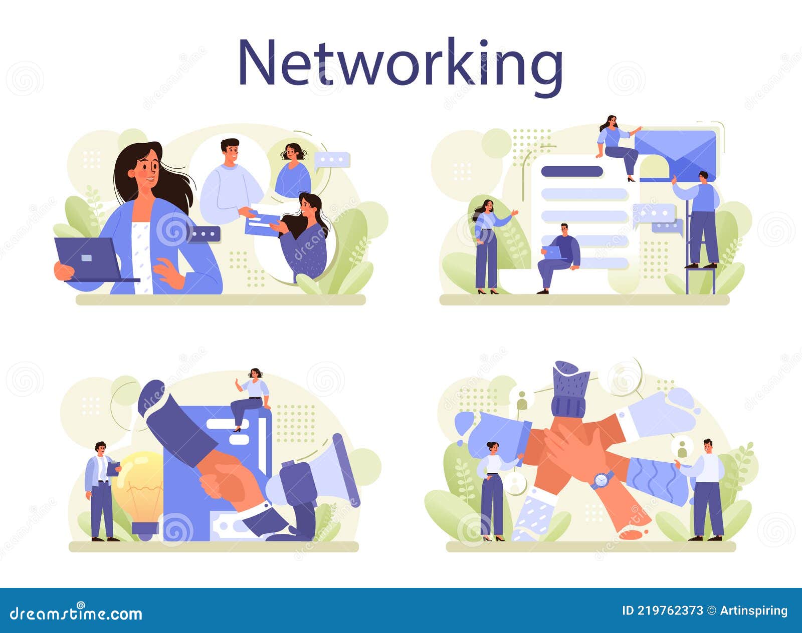 Networking Concept Set. Employees Collaboration, Establishment of ...