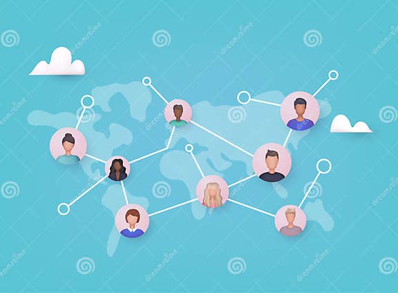 Networking Concept. Social Contacts of People Connected by Nodes and ...