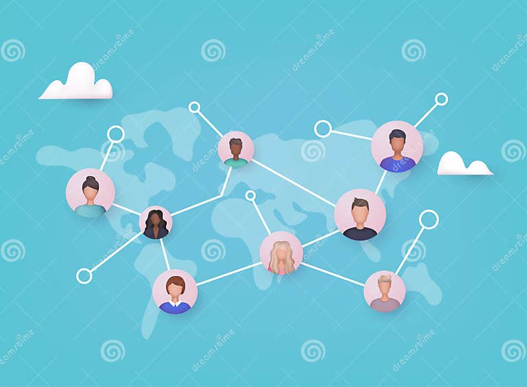Networking Concept. Social Contacts of People Connected by Nodes and ...